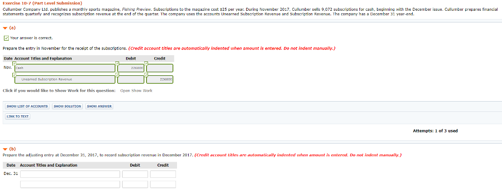 Solved Exercise 10-5 (Part Level Submission During the month | Chegg.com