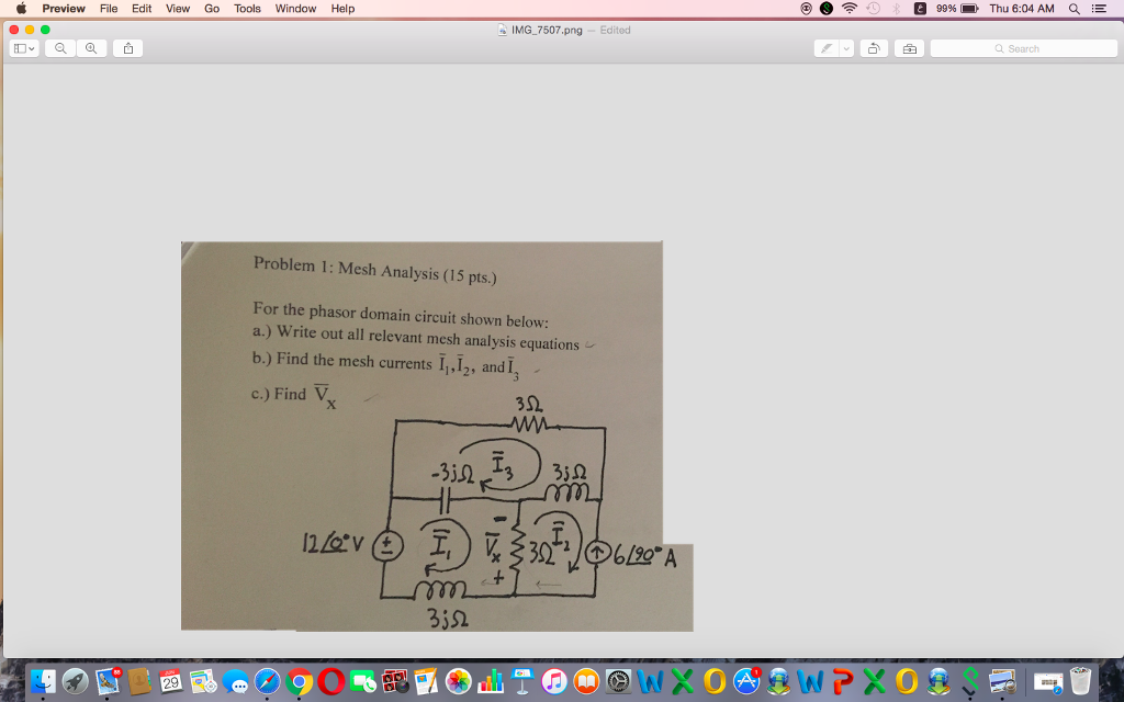 Solved For the phasor domain circuit shown below: a.) Write | Chegg.com