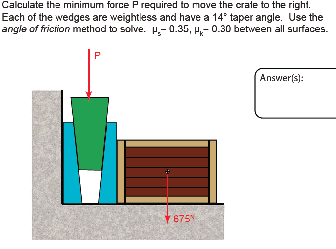 Solved Calculate the minimum force P requires to move the | Chegg.com