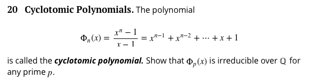 Cyclotomic Polynomials. The polynomial _n(x) = | Chegg.com