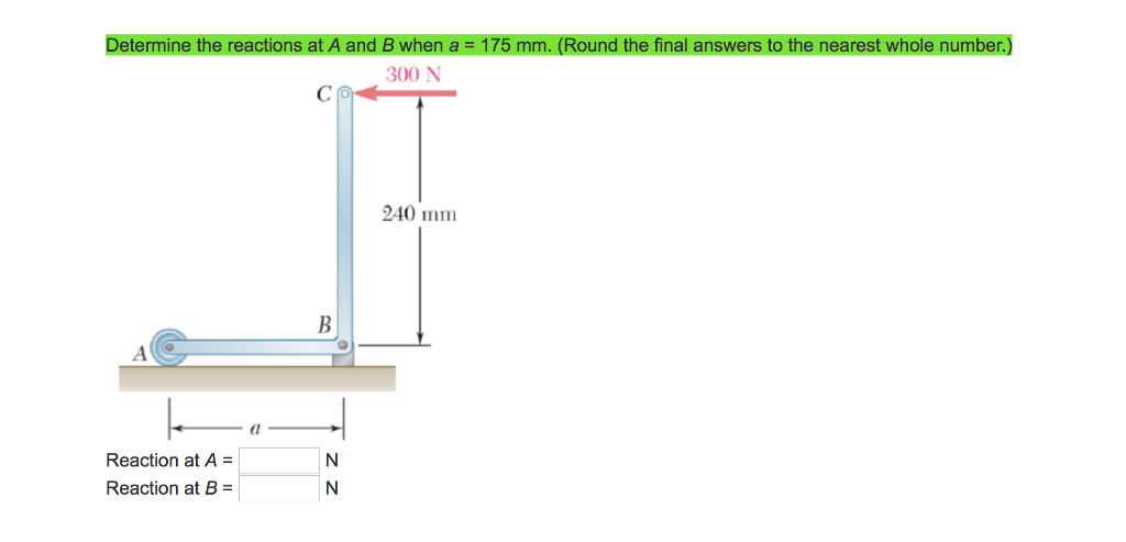 Solved Determine the reactions at A and B when a = 175 mm. | Chegg.com