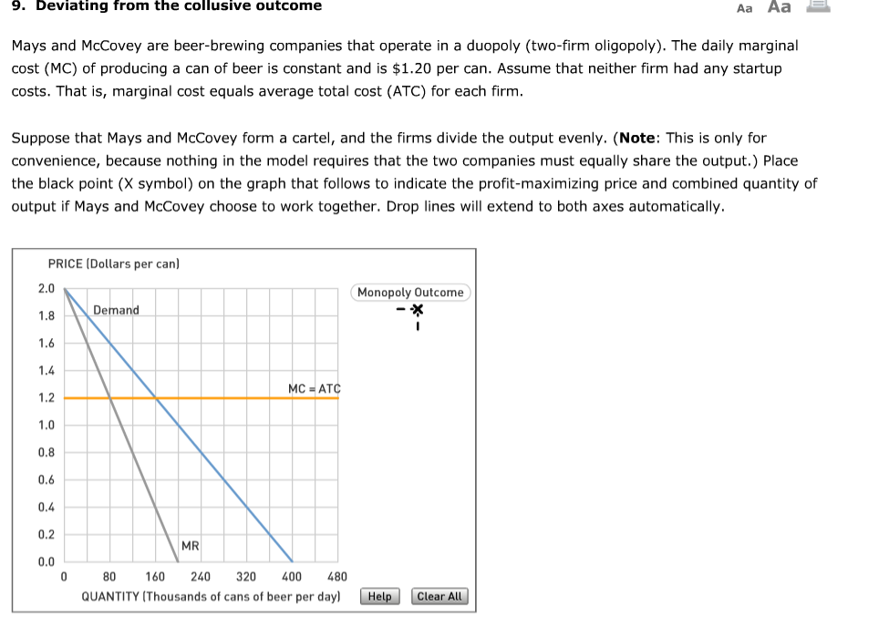 Solved 9. Deviating from the collusive outcome Mays and | Chegg.com