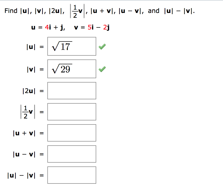 Solved Find lul, lvl, 12ul, v lu vl, lu vl, and lul lvl. lul | Chegg.com