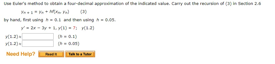 Solved Use Euler's method to obtain a four-decimal | Chegg.com