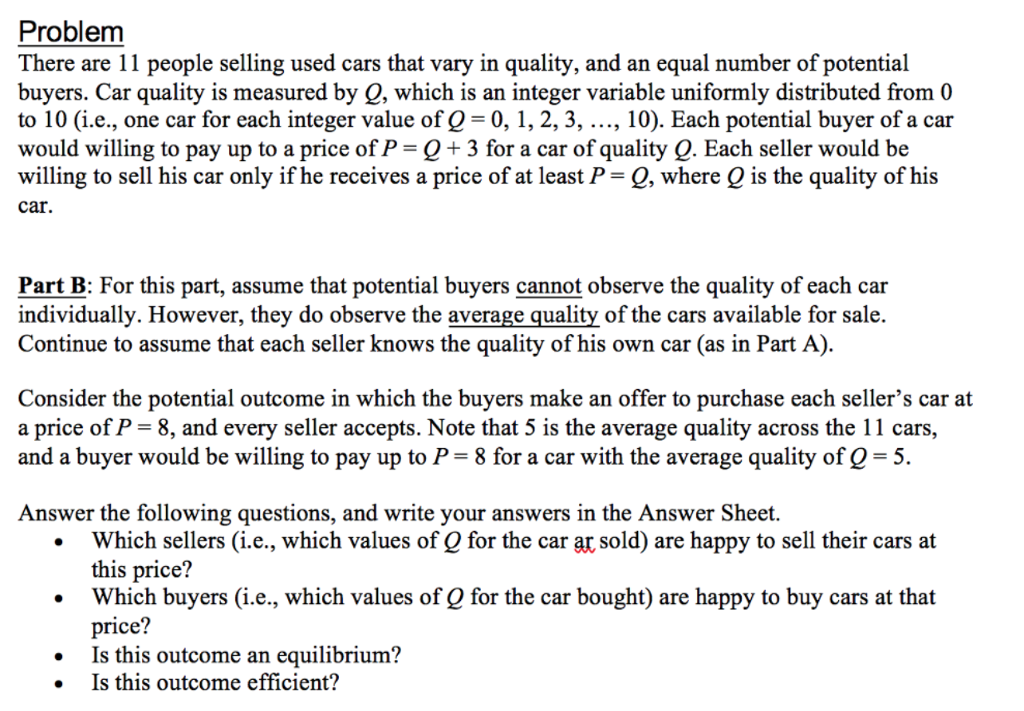 Solved Problem There are 11 people selling used cars that | Chegg.com