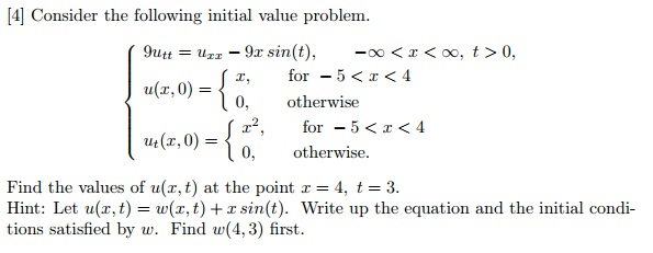 Solved Consider the following initial value problem. {9u_tt | Chegg.com