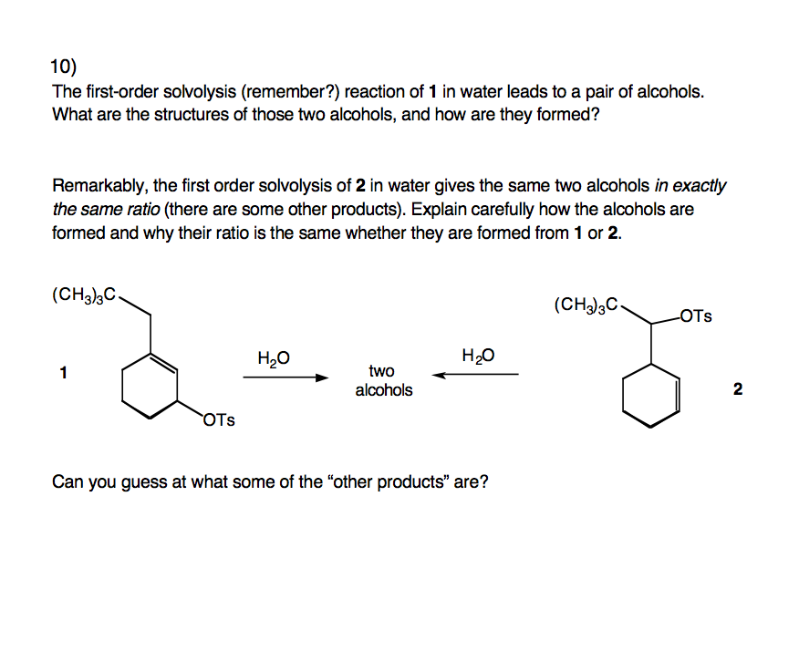Solved The first-order solvolysis (remember?) reaction of 1 | Chegg.com