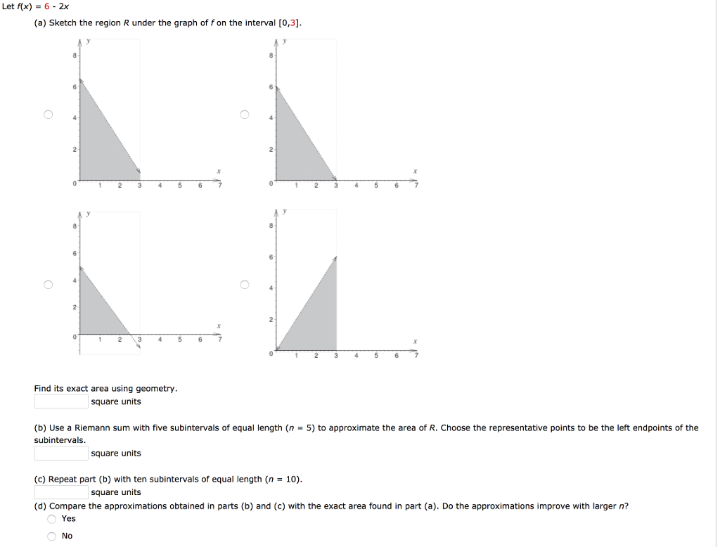 Solved Let x)-x2, and compute the Riemann sum of f over the | Chegg.com
