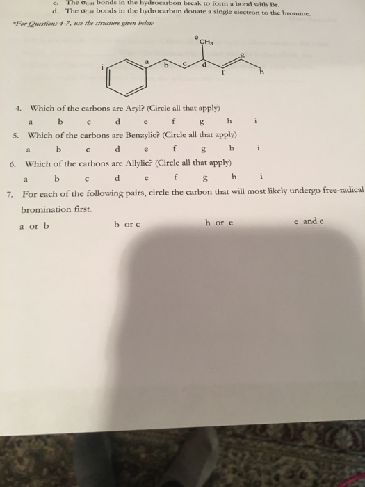Solved For question 4-7, use the structure below: Which of | Chegg.com