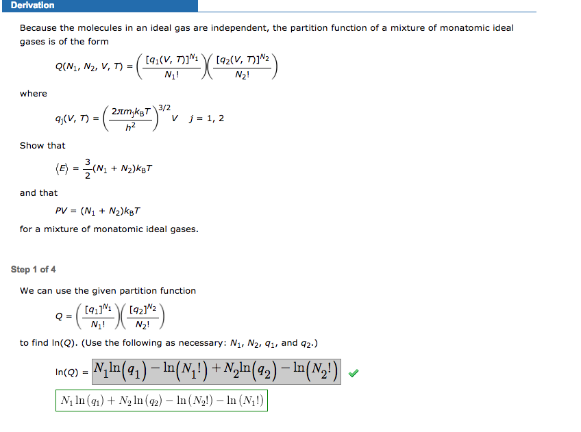 Solved Derivation Because the molecules in an ideal gas are | Chegg.com