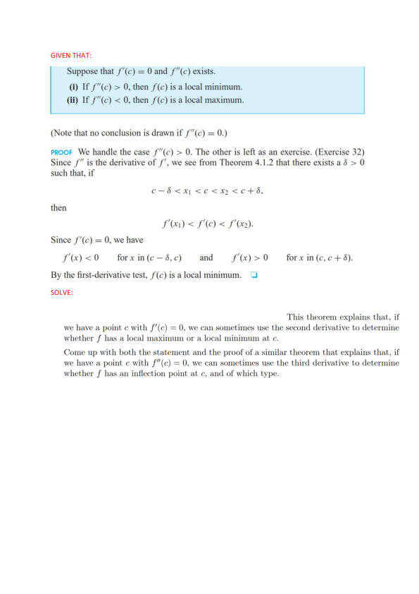 Solved Suppose that f"(c) = 0 and f"(c) exists, If f"(c) > | Chegg.com
