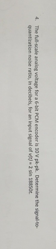 Solved The full-scale analog voltage for a 6-bit PCM encoder | Chegg.com