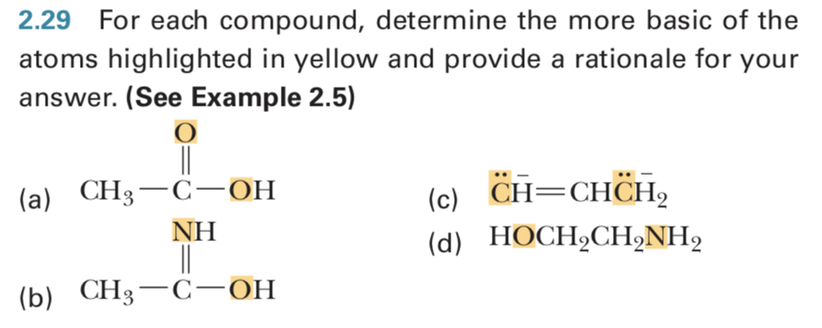 Solved 2.29 For each compound, determine the more basic of | Chegg.com