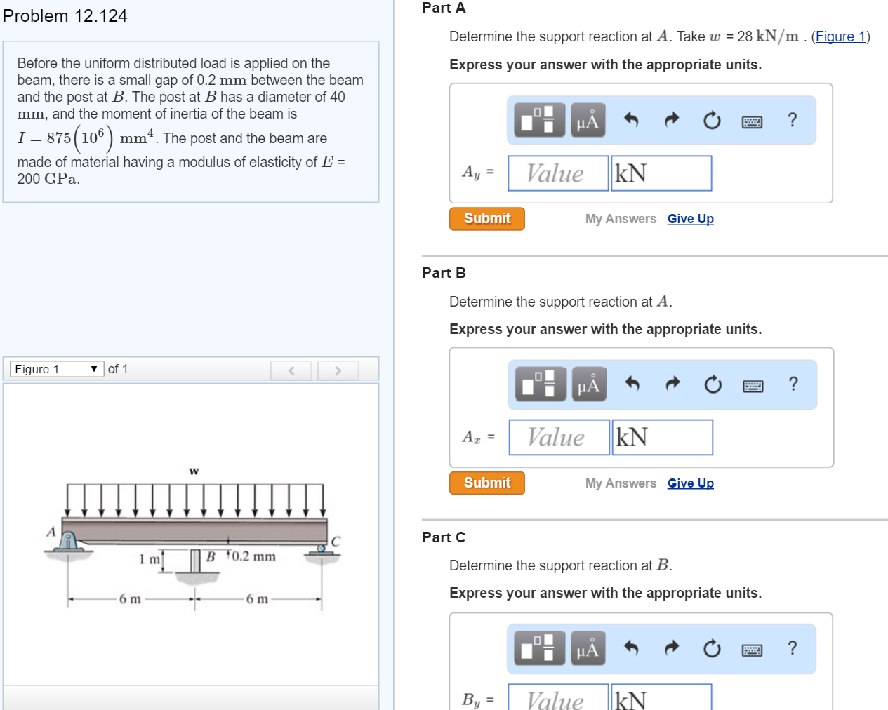Solved Before the uniform distributed load is applied on the | Chegg.com