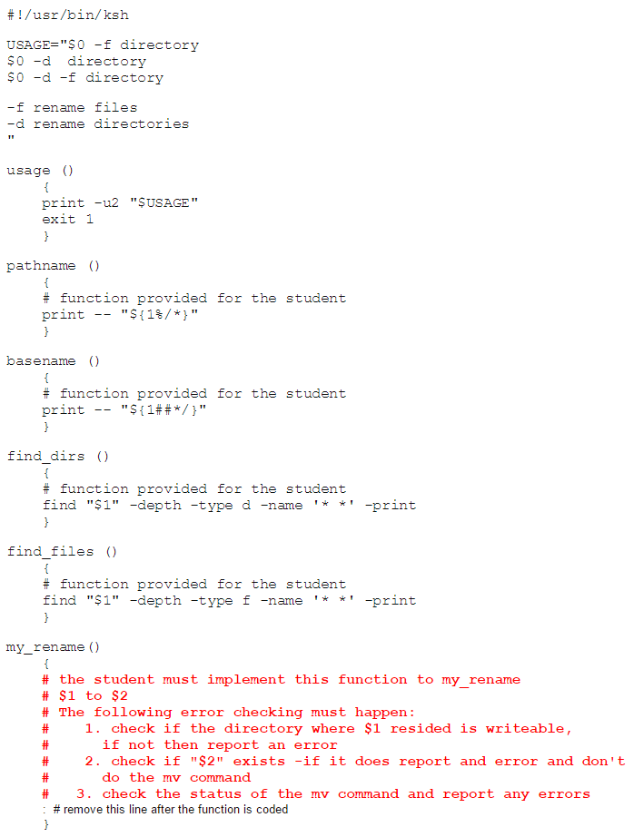 The student is to modify the script | Chegg.com