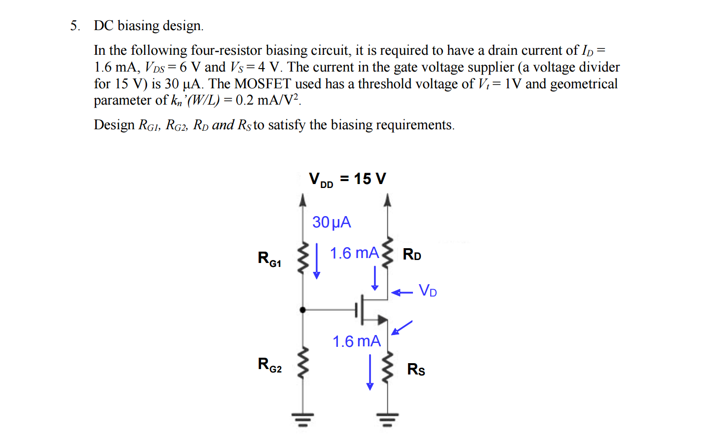 Solved DC biasing design. In the following four-resistor | Chegg.com