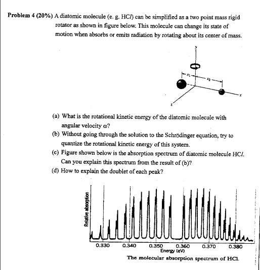 Solved A diatomic molecule (e.g. HCl) can be simplified as a | Chegg.com