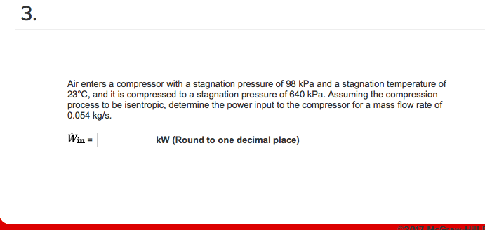 Solved 3. Air enters a compressor with a stagnation pressure | Chegg.com