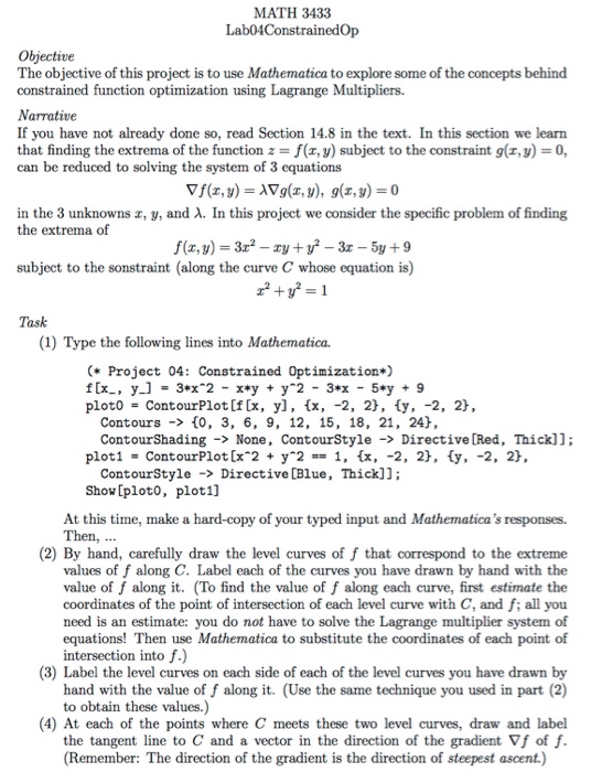 The objective of this project is to use Mathematica | Chegg.com