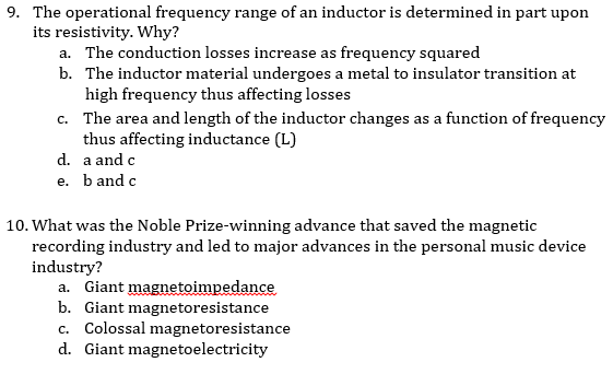 Solved The operational frequency range of an inductor is | Chegg.com