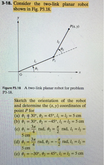 Solved 3 18 Two Link Planar Robot The Shown In Fig P318 