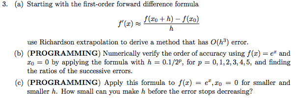 Starting with the rst-order forward dierence | Chegg.com