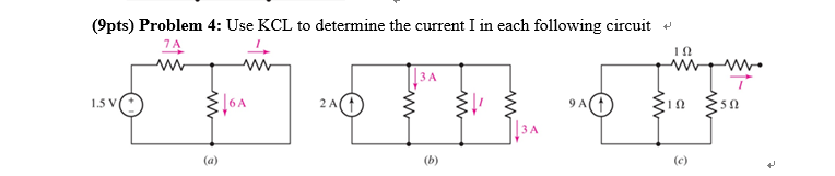 Solved Use KCL to determine the current I in each following | Chegg.com