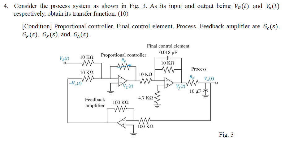 Solved 4. Consider the process system as shown in Fig. 3. As | Chegg.com