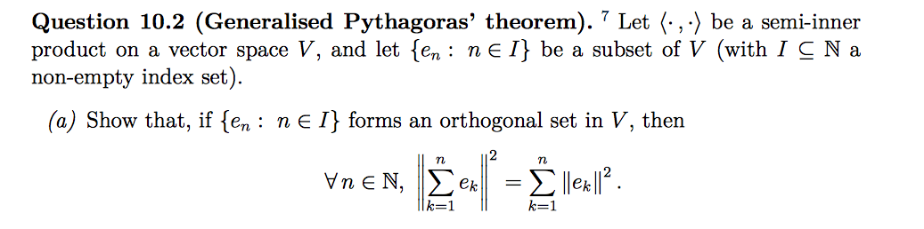 Solved Question 10.2 (Generalized Pythagoras? theorem). ? | Chegg.com