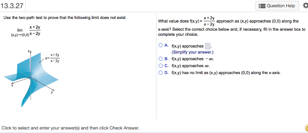 Solved 13.3.27 EQuestion Help Use the two-path test to prove | Chegg.com