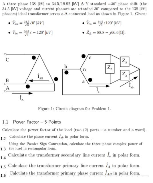 Solved A three-phase 138 IkM to 34.5/19.92 IkVI Δ-Y | Chegg.com