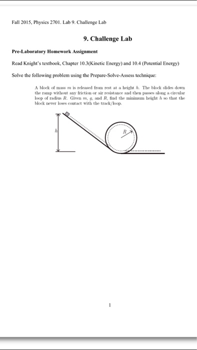 Solved Fall 2015, Physics 2701. Lab 9. Challenge Lab 9. | Chegg.com