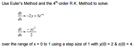 Solved Use Euler's Method and the 4^th-order R.K. Method to | Chegg.com