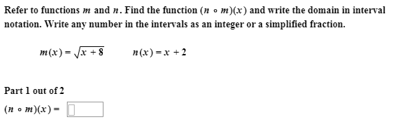 Solved Refer to functions m and n. Find the function (n o | Chegg.com