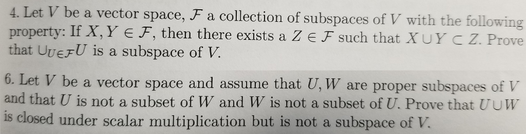 Solved V be a vector space, F a collection of subspaces of V | Chegg.com