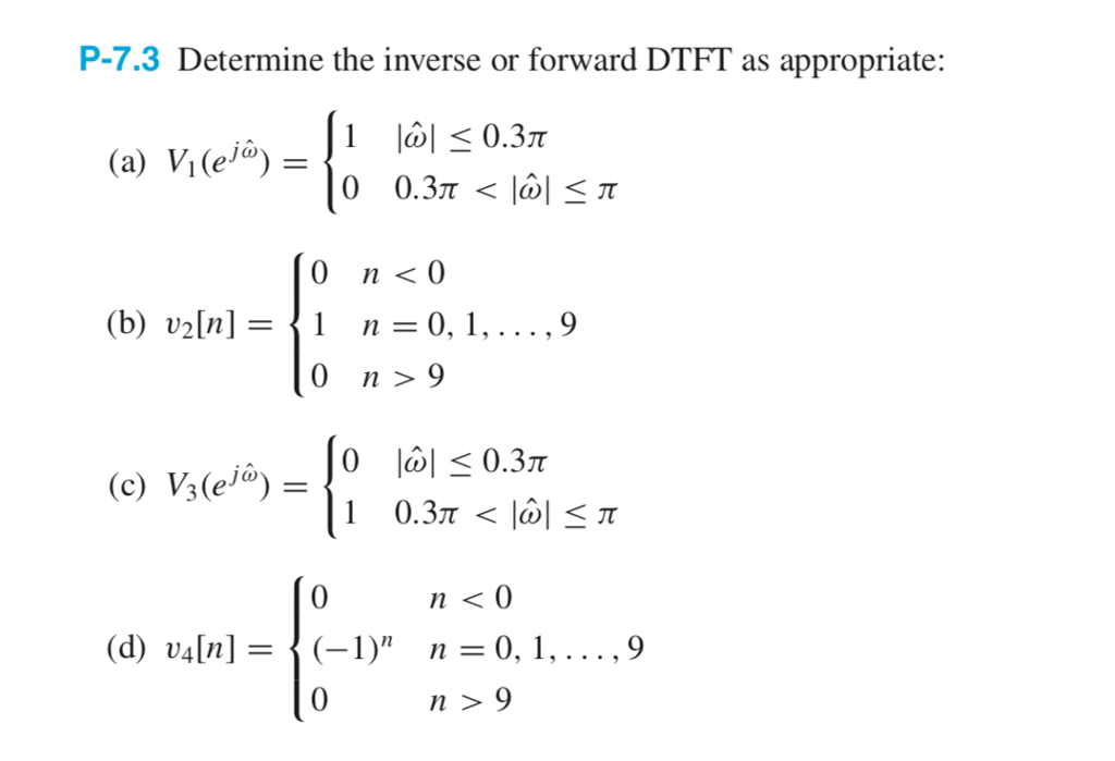Solved P-7.3 Determine the inverse or forward DTFT as | Chegg.com