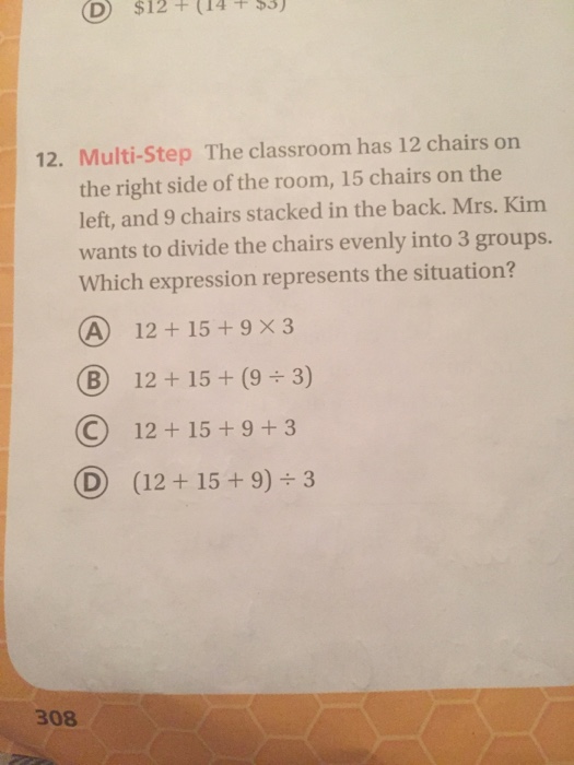 Solved The classroom has 12 chairs on the right side of the | Chegg.com