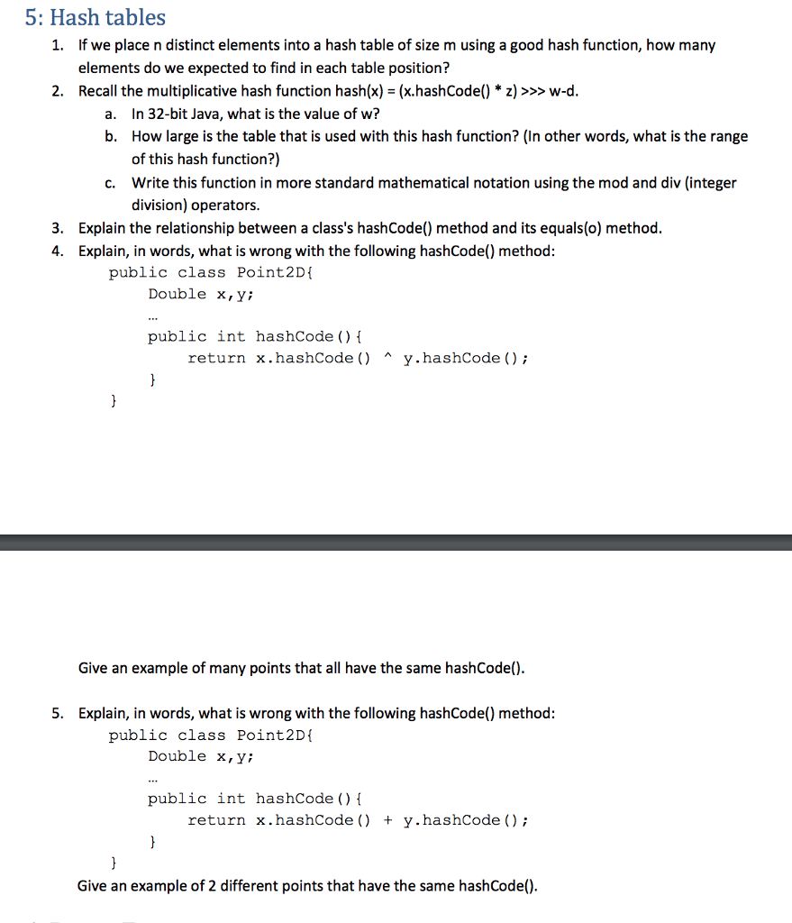 Solved 5: Hash tables If we place n distinct elements into a | Chegg.com
