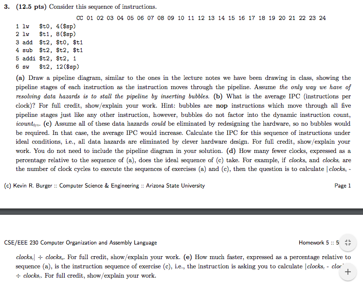 Solved Consider this sequence of instructions. (a) Draw a | Chegg.com