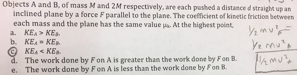 Solved Objects A and B, of mass M and 2M respectively, are | Chegg.com