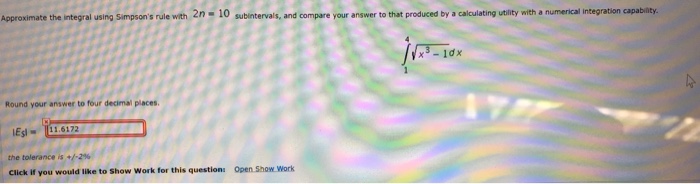 Solved Approximate the integral using Simpson s rule with 2n | Chegg.com