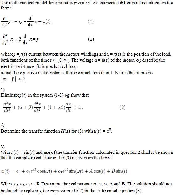 Solved The mathematical model for a robot is given by two | Chegg.com