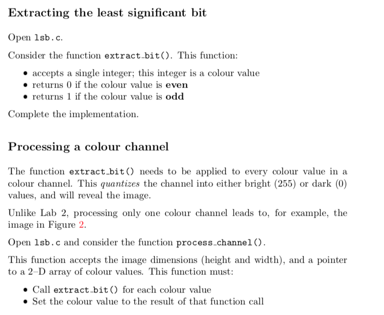 Solved Extracting the least significant bit Open 1sb.c | Chegg.com