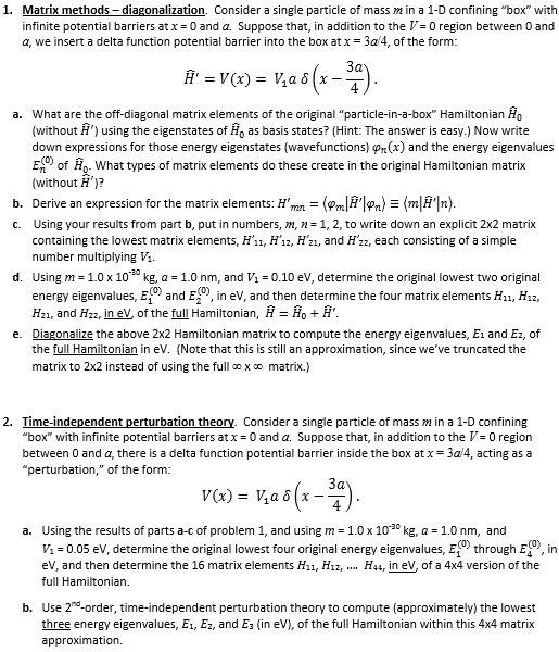 Solved Matrix methods - diagonalization. Consider a single | Chegg.com