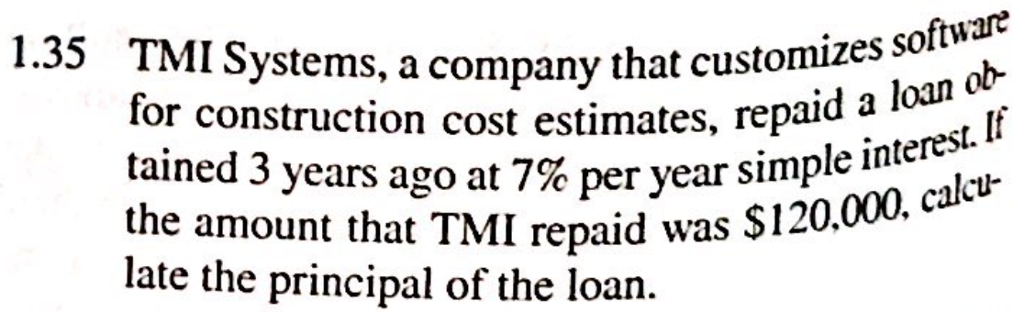 Solved software loan 1.35 TMI Systems, a company that | Chegg.com