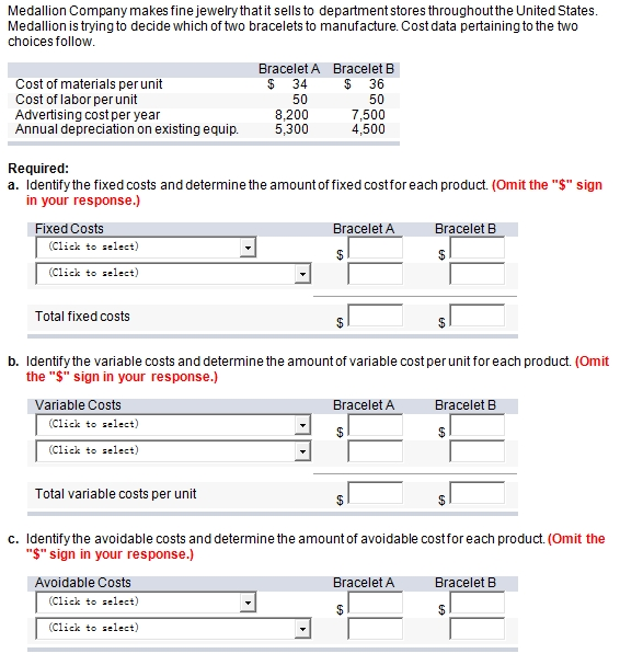Solved Medallion Company makes fine jewelry that it sells to | Chegg.com