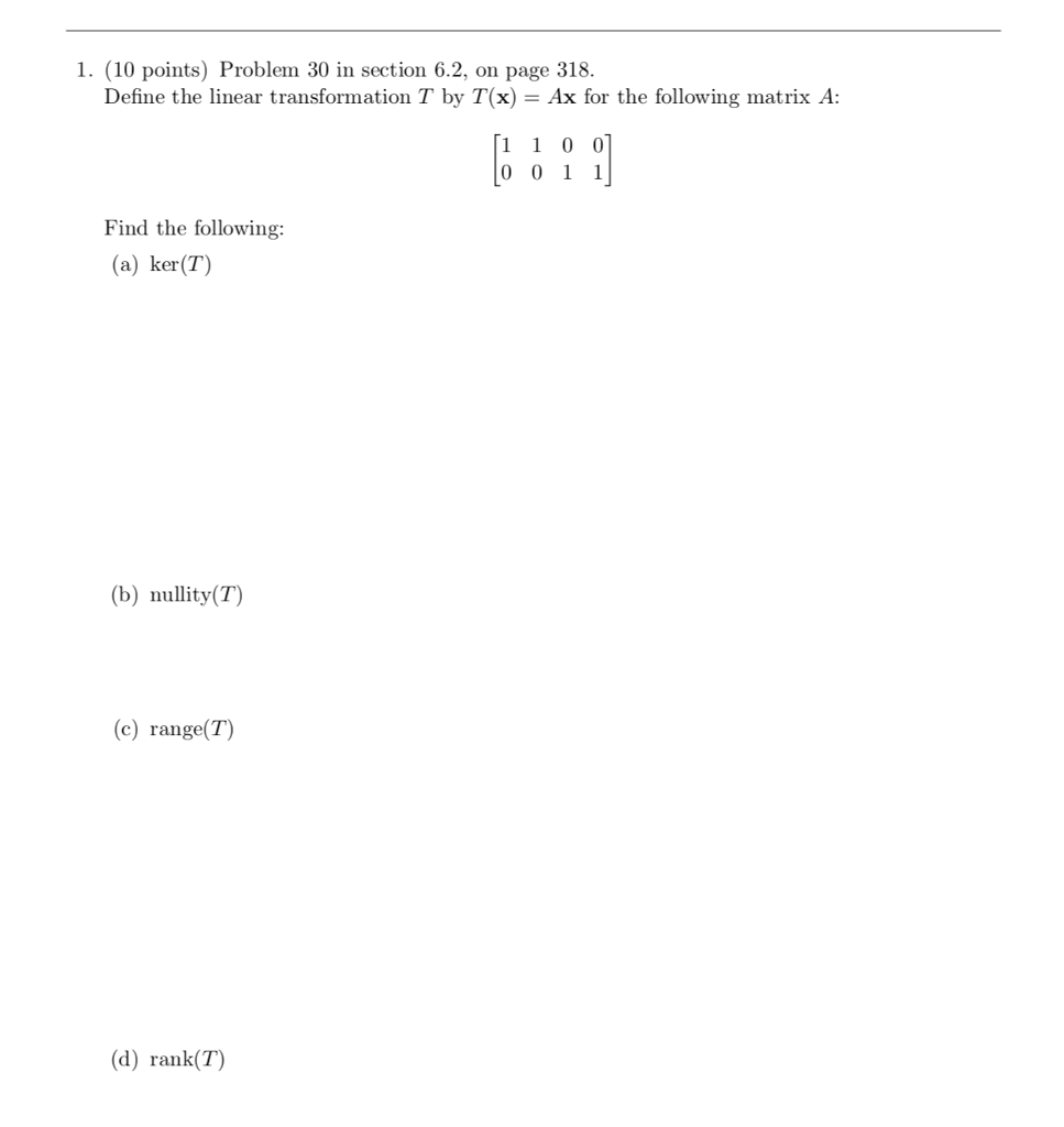 Solved 1. (10 points) Problem 30 in section 6.2, on page | Chegg.com