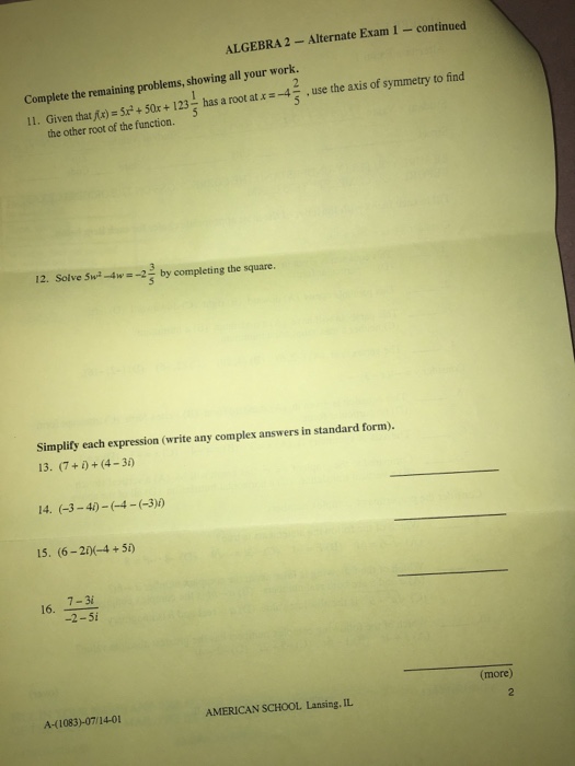 Solved Complete the remaining problems, showing all your | Chegg.com