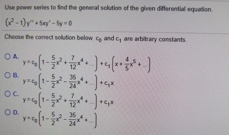 Solved Use power series to find the general solution of the | Chegg.com