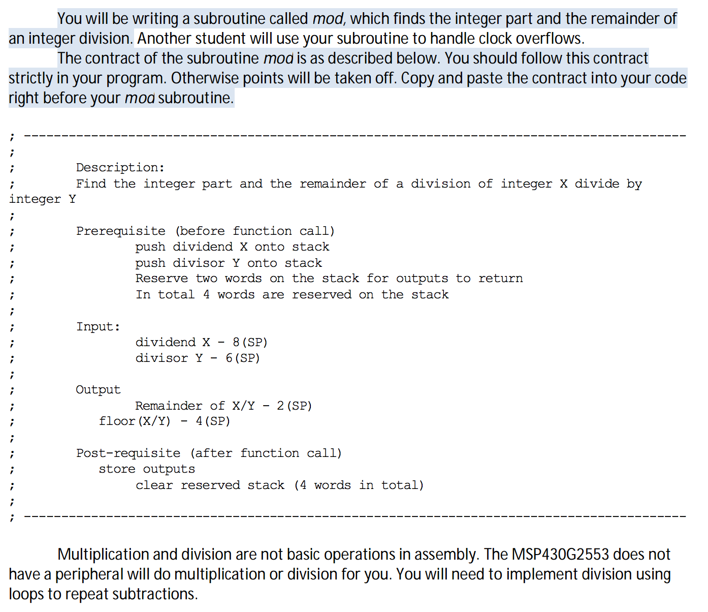 I am having trouble writing mod in assembly language | Chegg.com